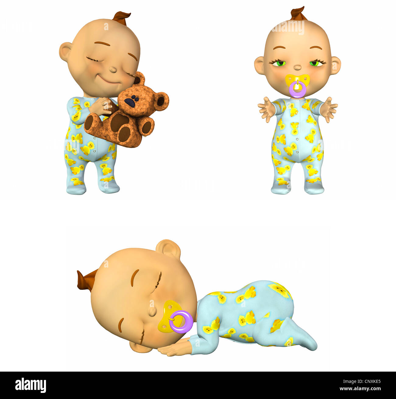 Illustration of a pack of four (4) cartoon babies with different poses ...