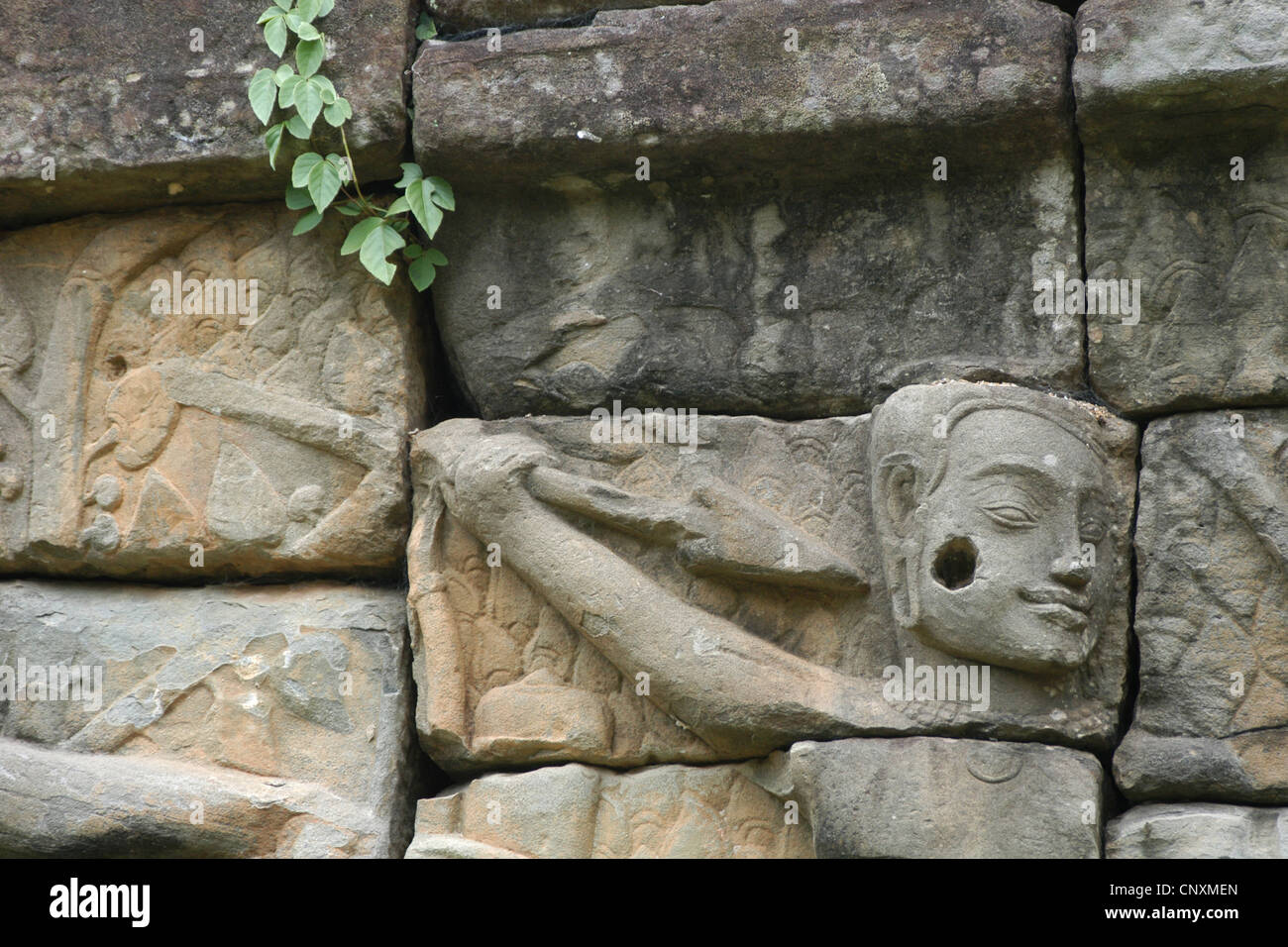 Khmer warrior. Detail of the Terrace of the Elephants in the Angkor ...