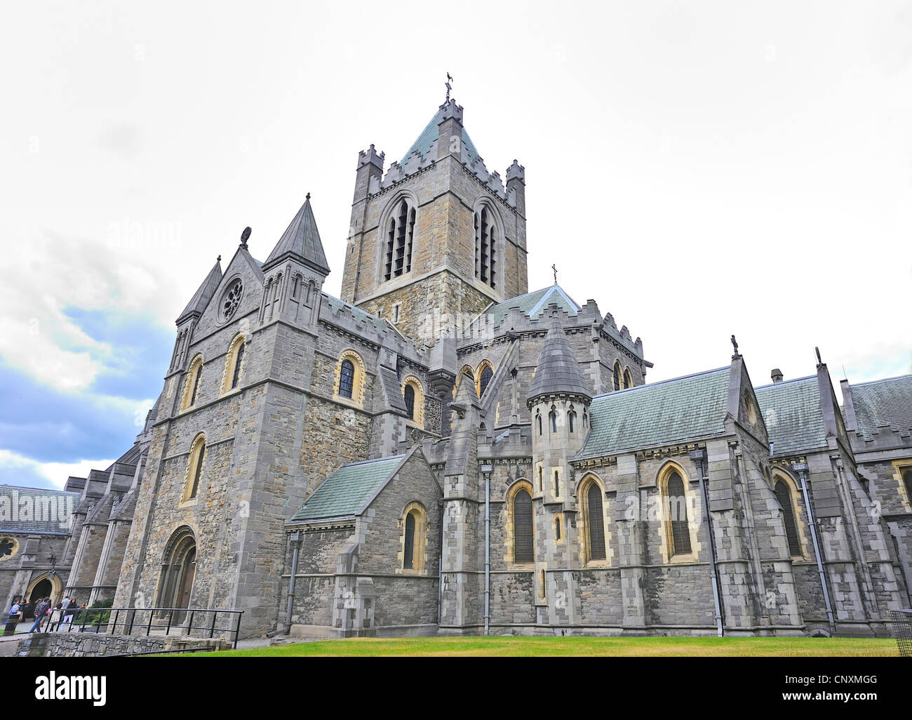 St. Patrick's Cathedral and green grass in Dublin, Ireland Stock Photo ...