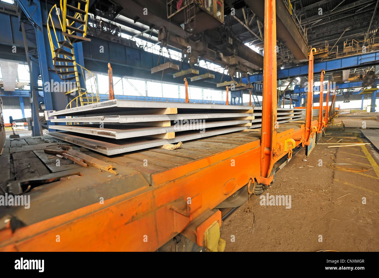 steel sheet cargo on railway Stock Photo - Alamy