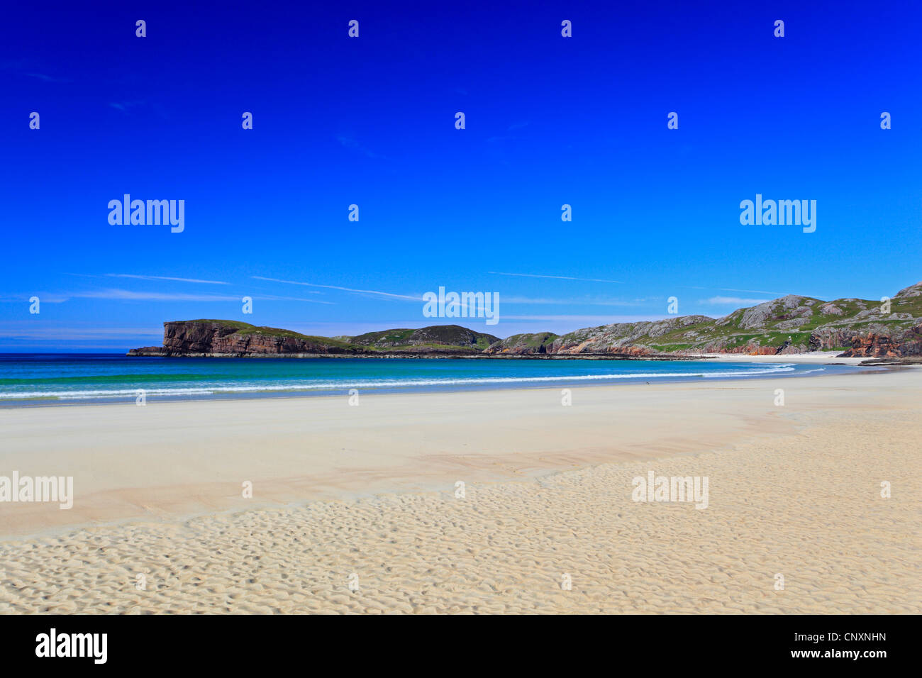 sand beach at the Scottish coast, United Kingdom, Scotland, Sutherland ...