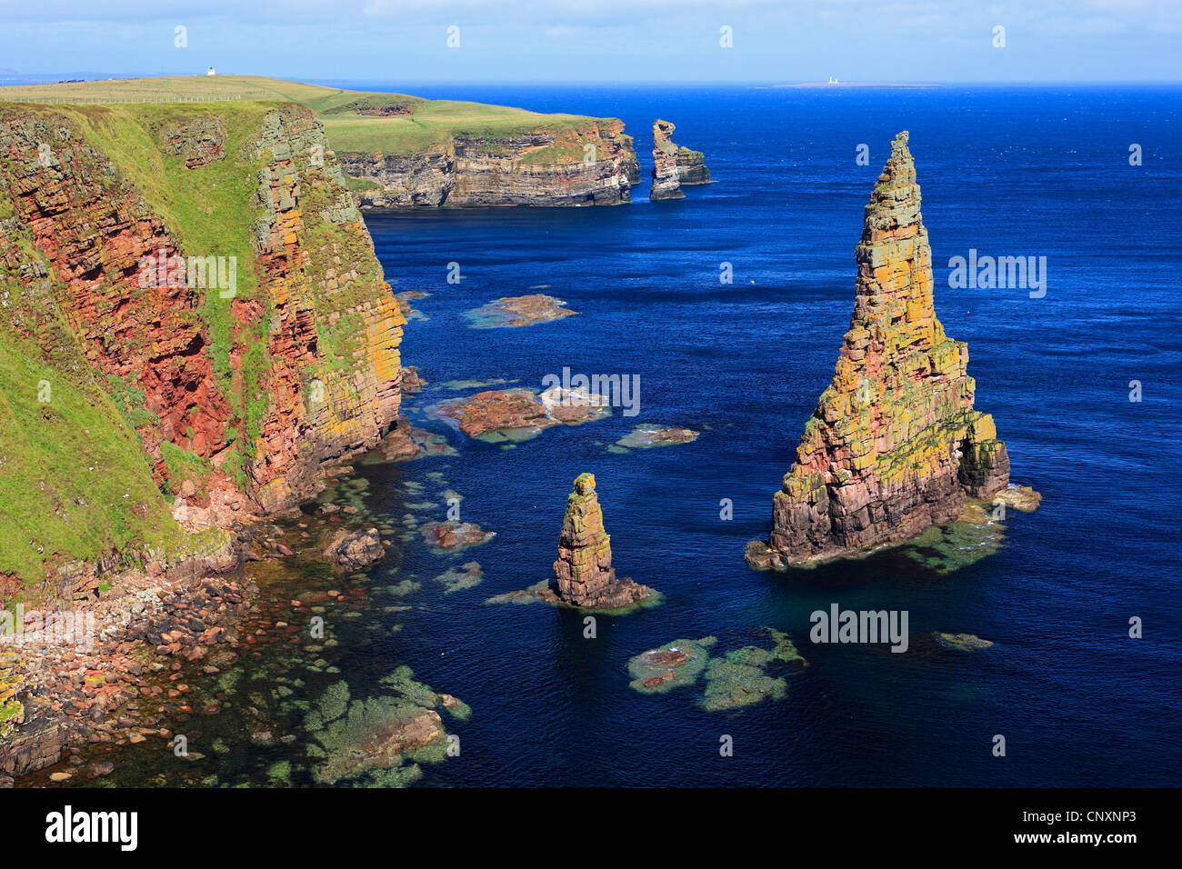 cliff line and Duncansby Stacks, United Kingdom, Scotland, Dunksansby ...