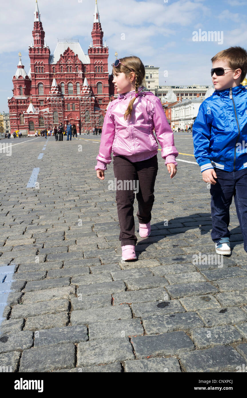 Little children on the Red Square in Moscow Stock Photo - Alamy