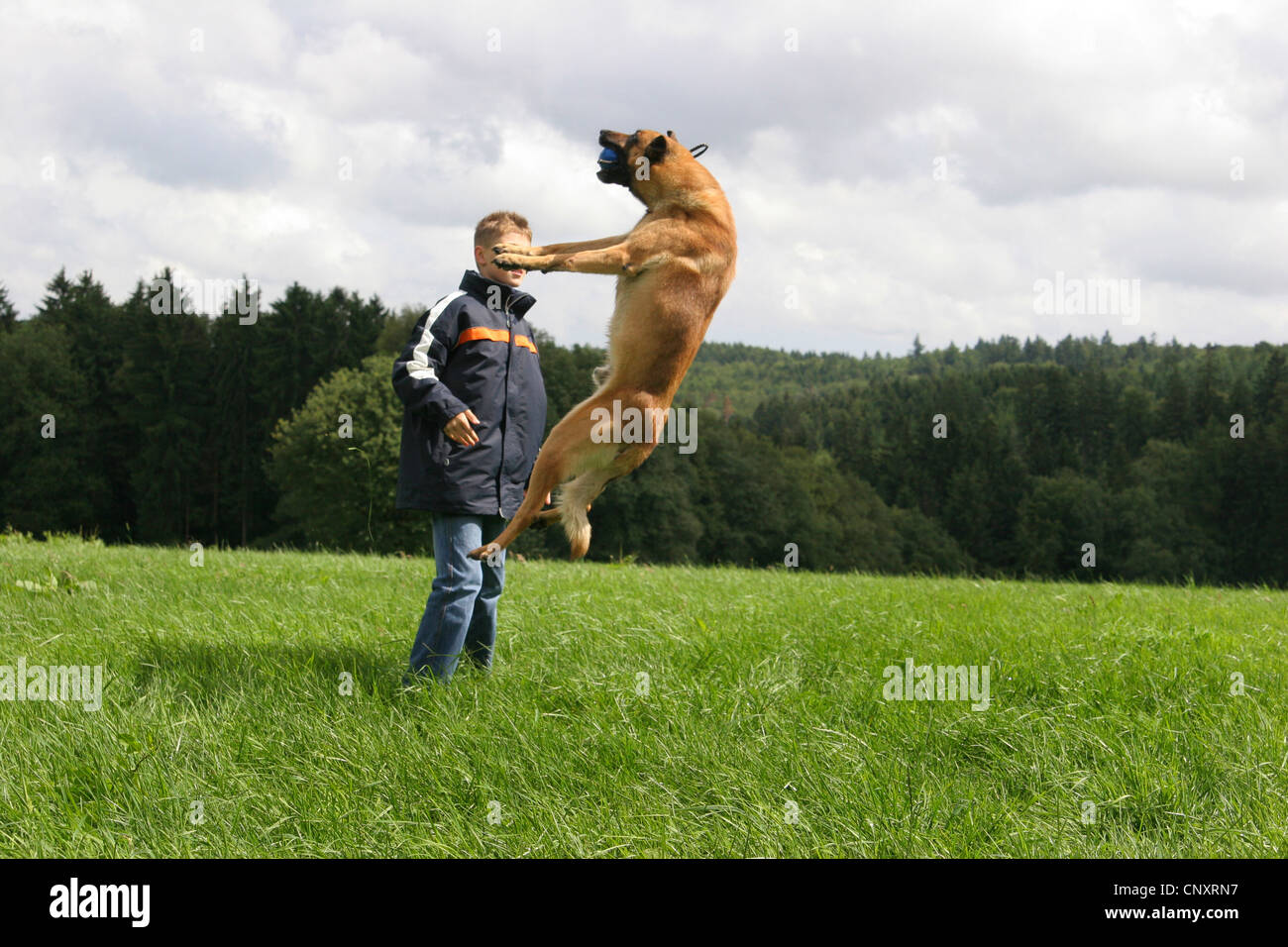 Boy jumping f hi-res stock photography and images - Alamy