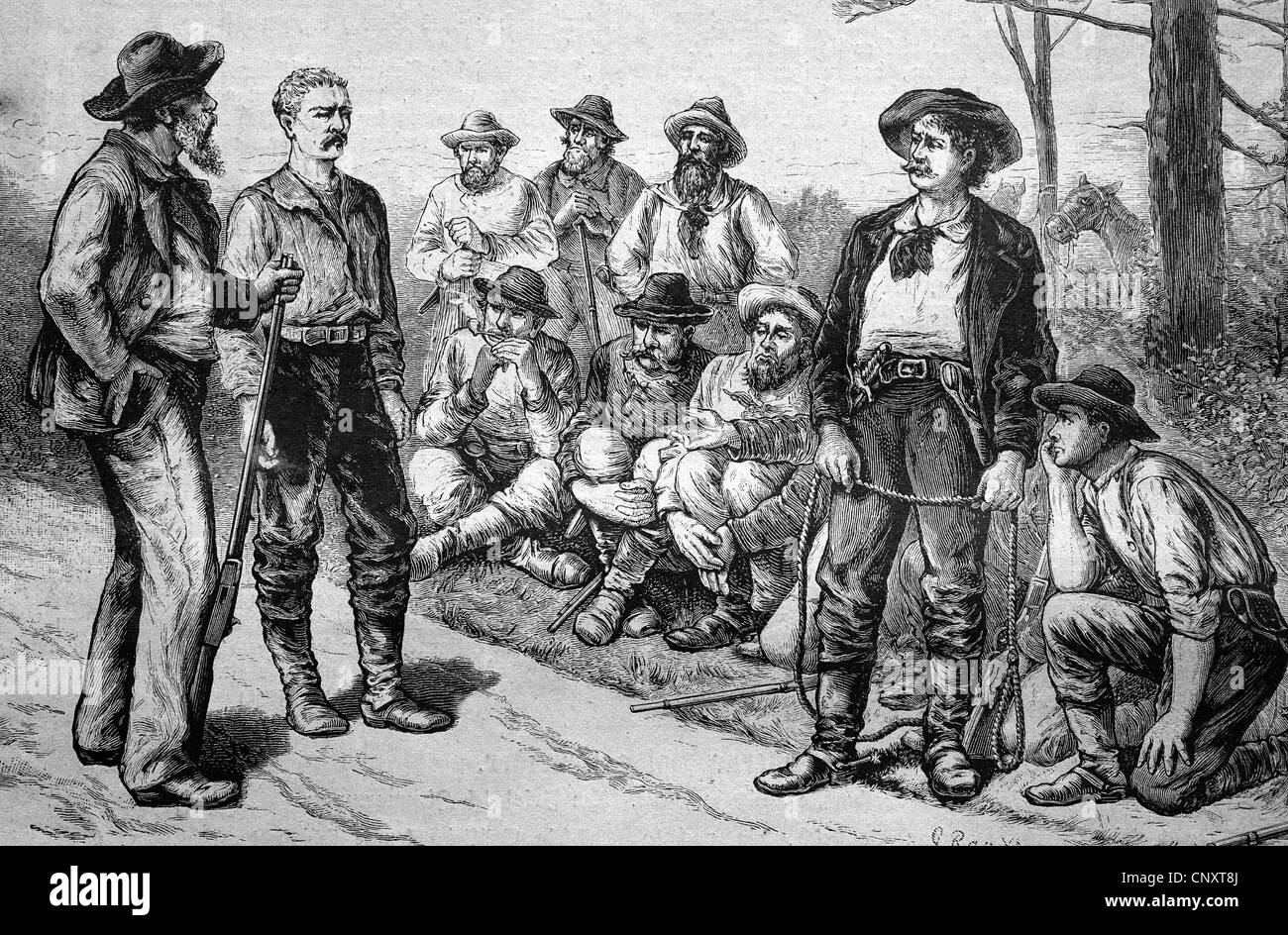 Lynching court, Texas, USA, historical engraving, 1888 Stock Photo - Alamy