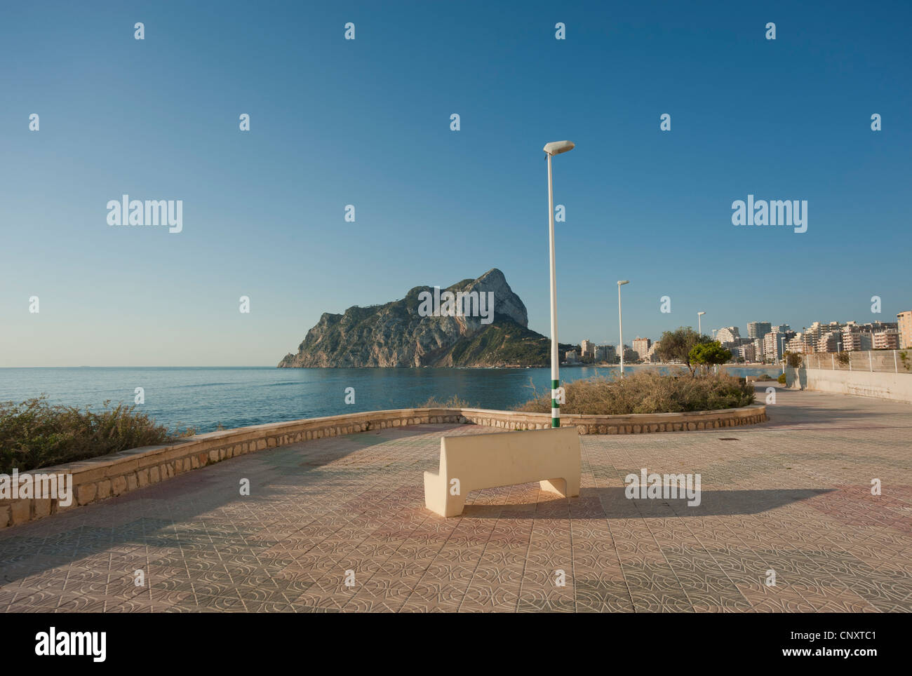 Sunny beach promenade at Calpe, Costa Blanca, Spain Stock Photo - Alamy