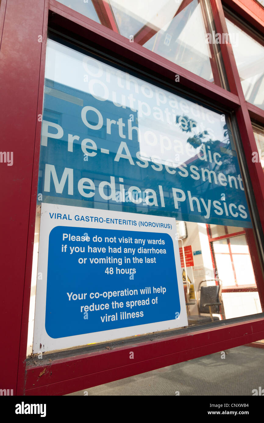 Hospital sign warning about not visiting wards if you have viral gastro ...