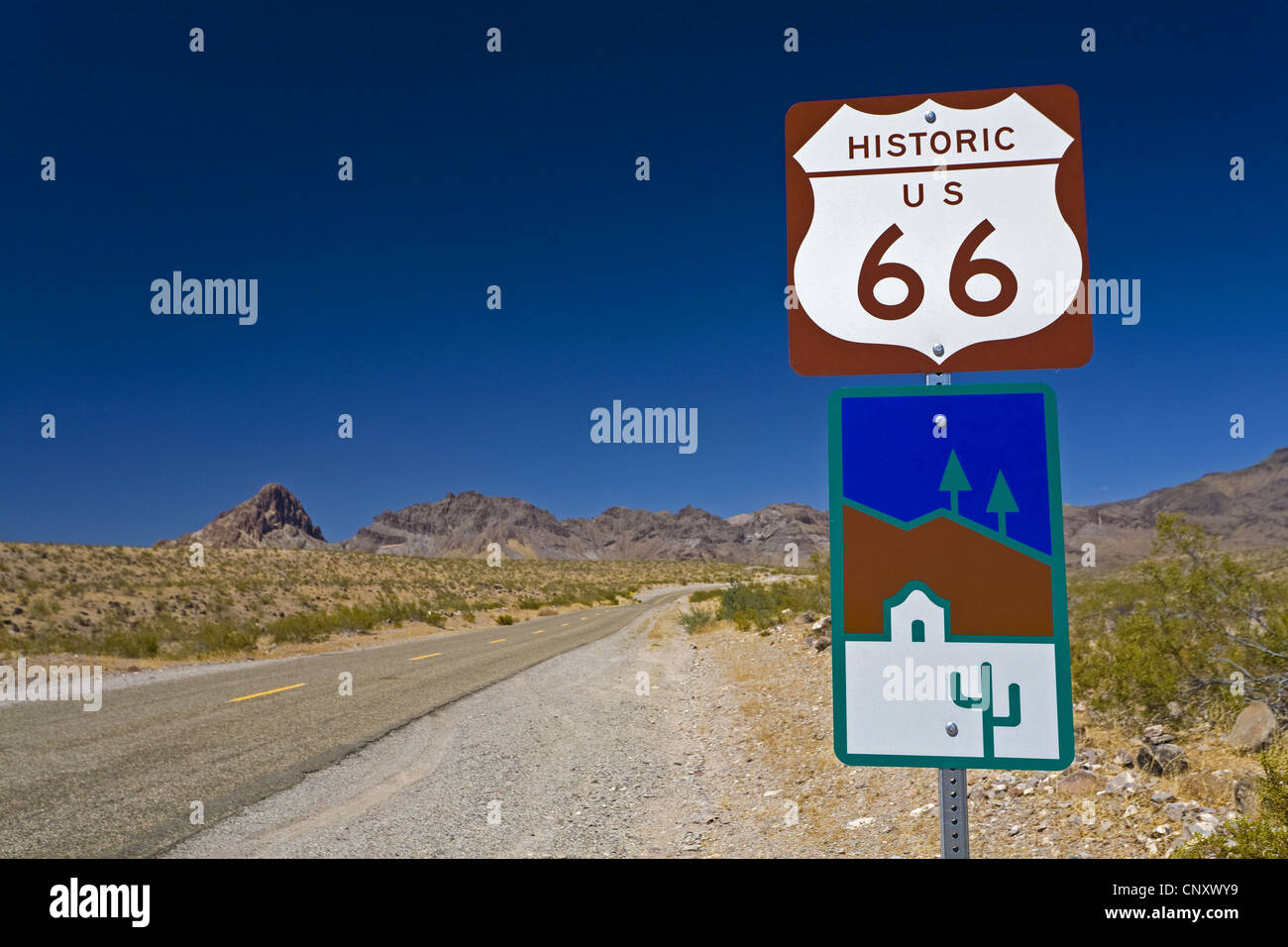 historic Route 66 and road sign, USA, Arizona Stock Photo - Alamy