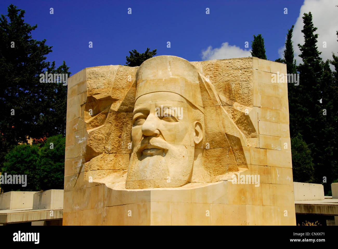 The sculpture of Archbishop Makarios at Paphos/ Pafos, Cyprus Stock ...