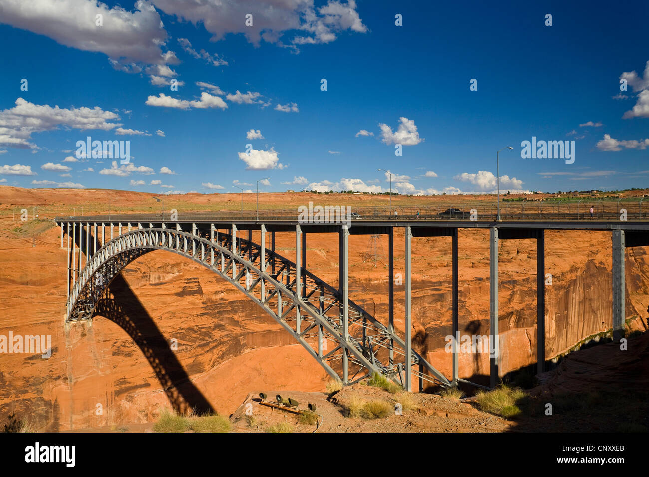 Glen Canyon Bridge over Colorado River, steel arch bridge, USA, Arizona ...