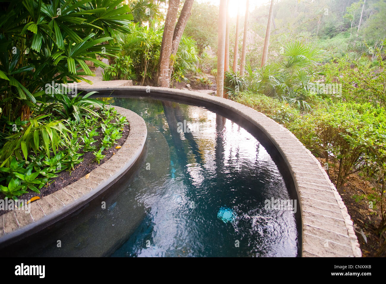 Heated pool at Blancaneaux Lodge, in Belize Stock Photo - Alamy