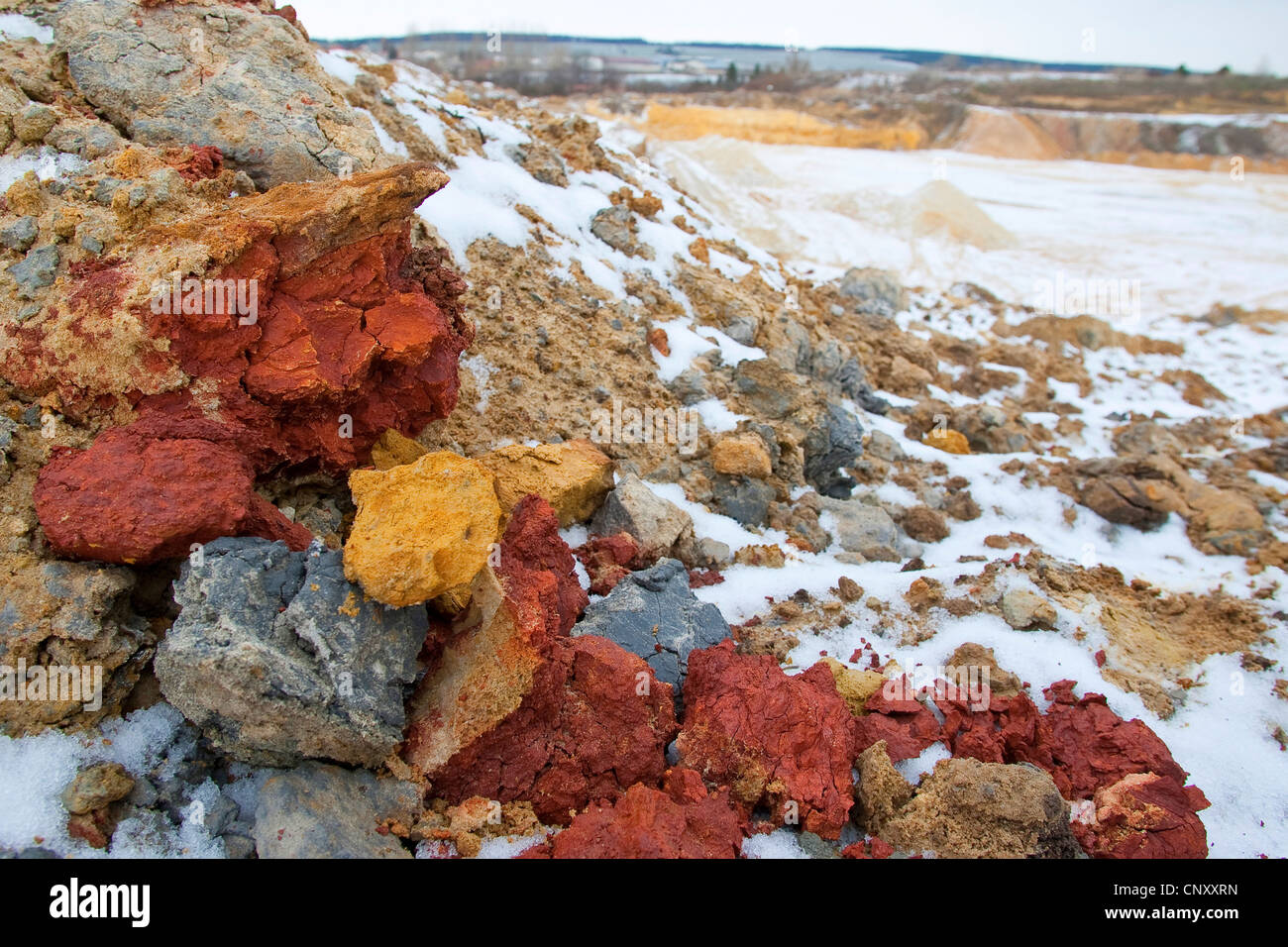 pieces of soil of different colours at a slope Stock Photo - Alamy