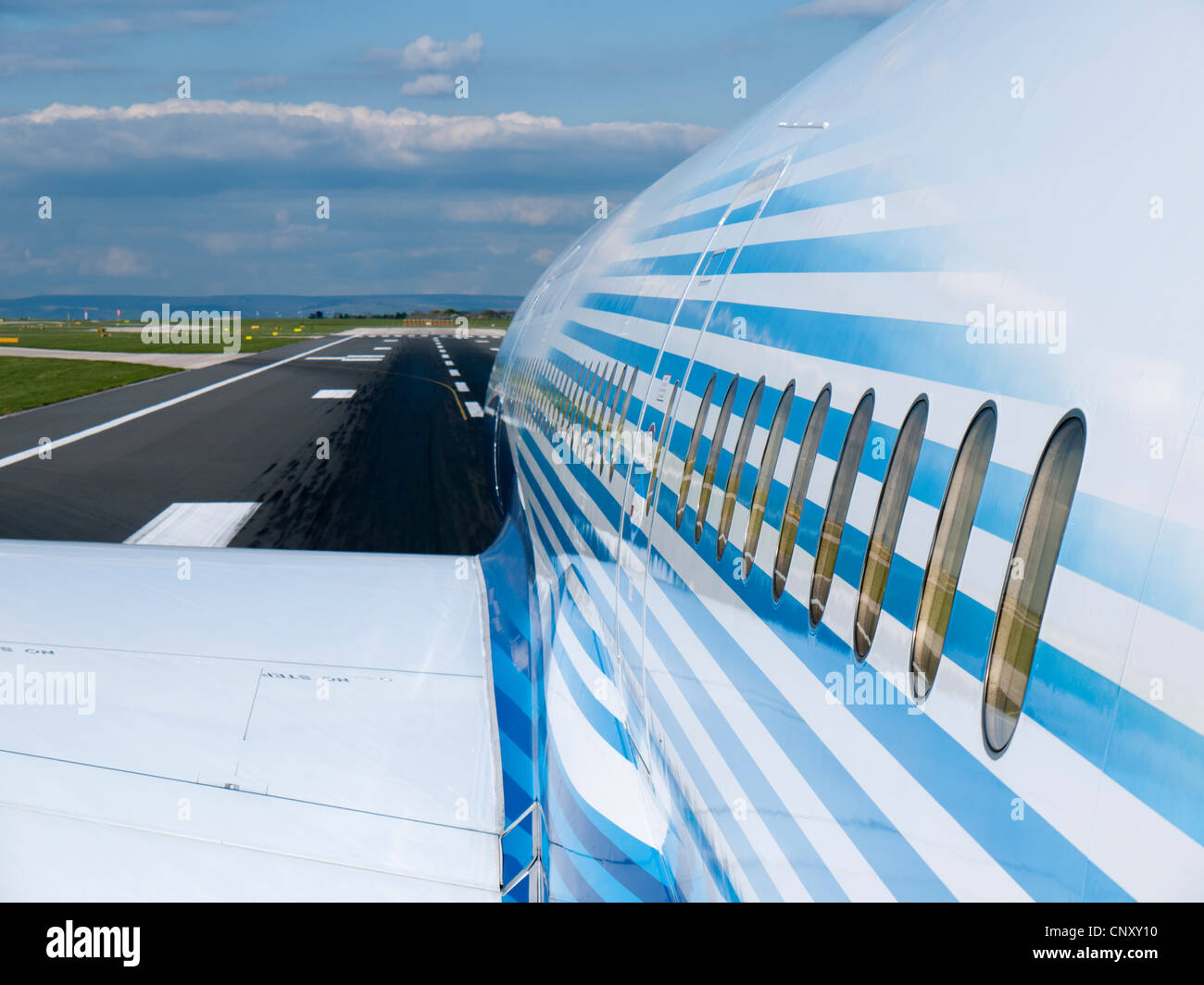 Boeing 787 prototype fuselage on runway Stock Photo - Alamy