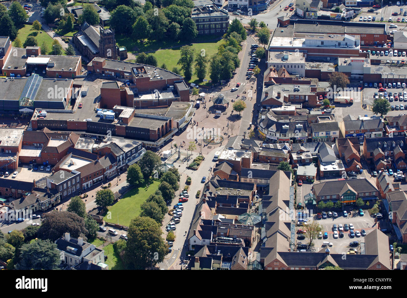 An aerial view of Cannock town centre Staffordshire Uk Stock Photo - Alamy