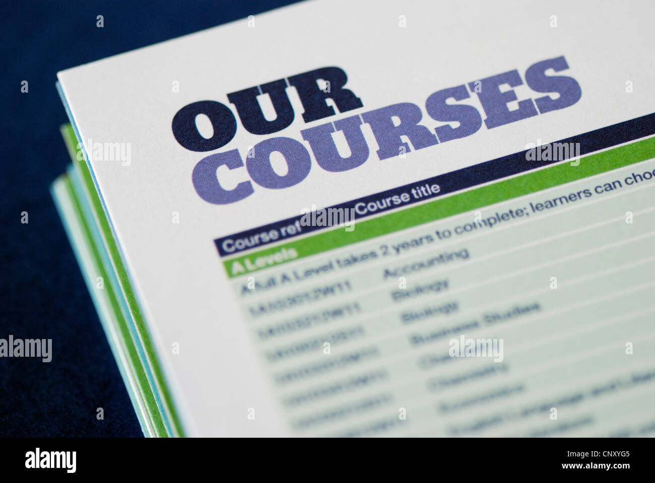 College course guide Stock Photo - Alamy