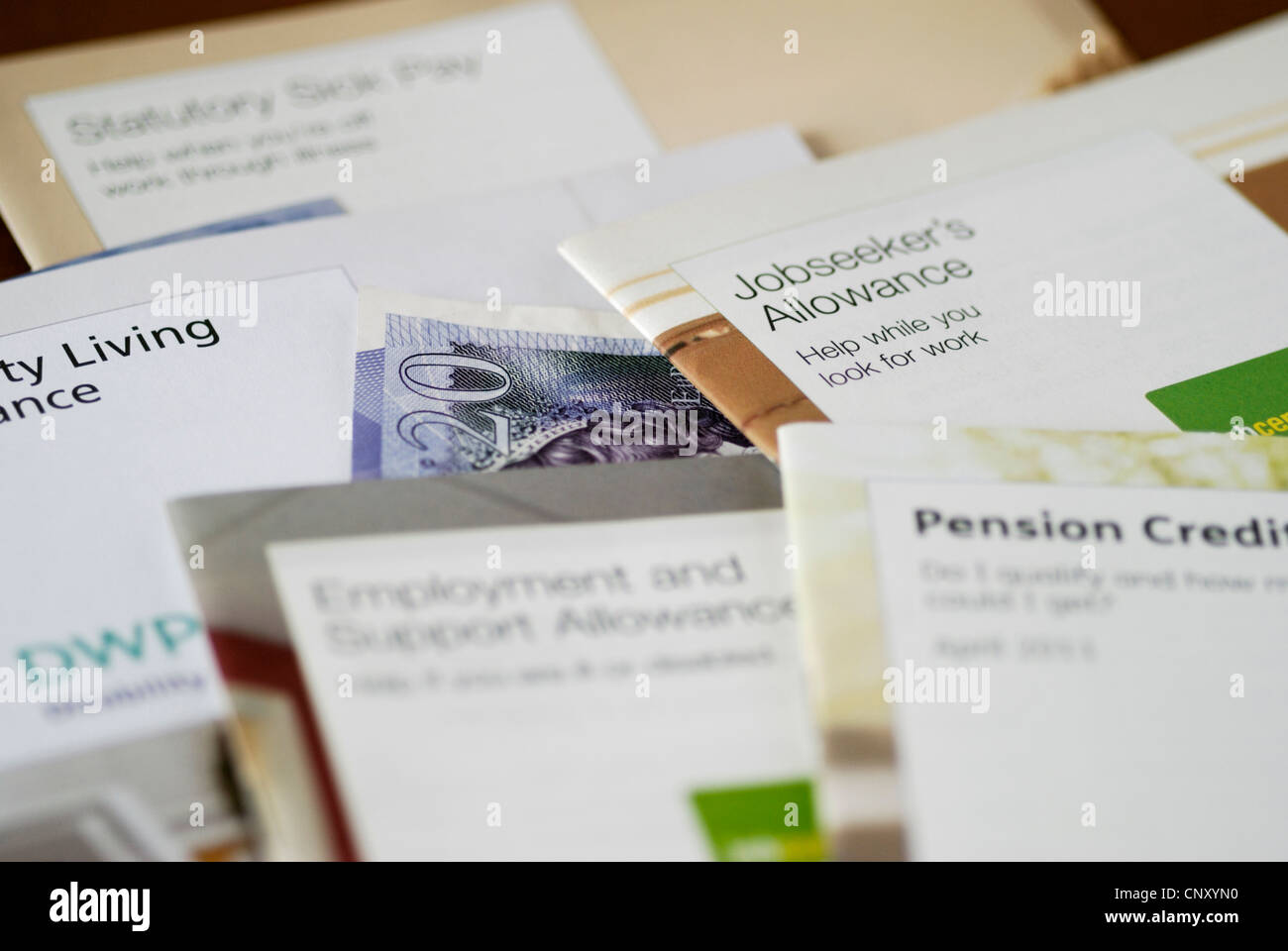Leaflets about UK government benefits and allowances Stock Photo - Alamy