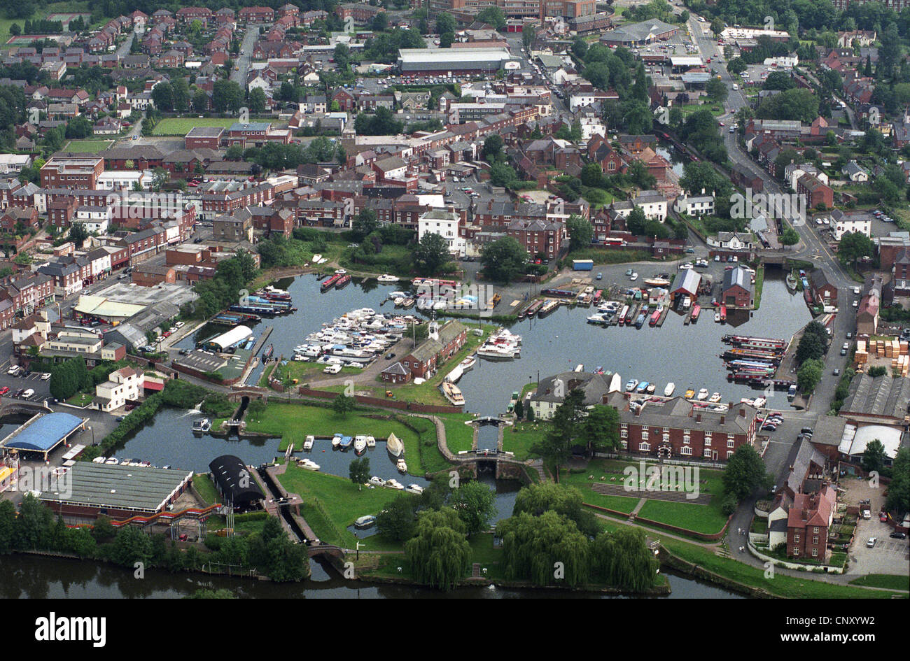 Aerial view of Stourport on Severn marina Worcestershire England Uk ...