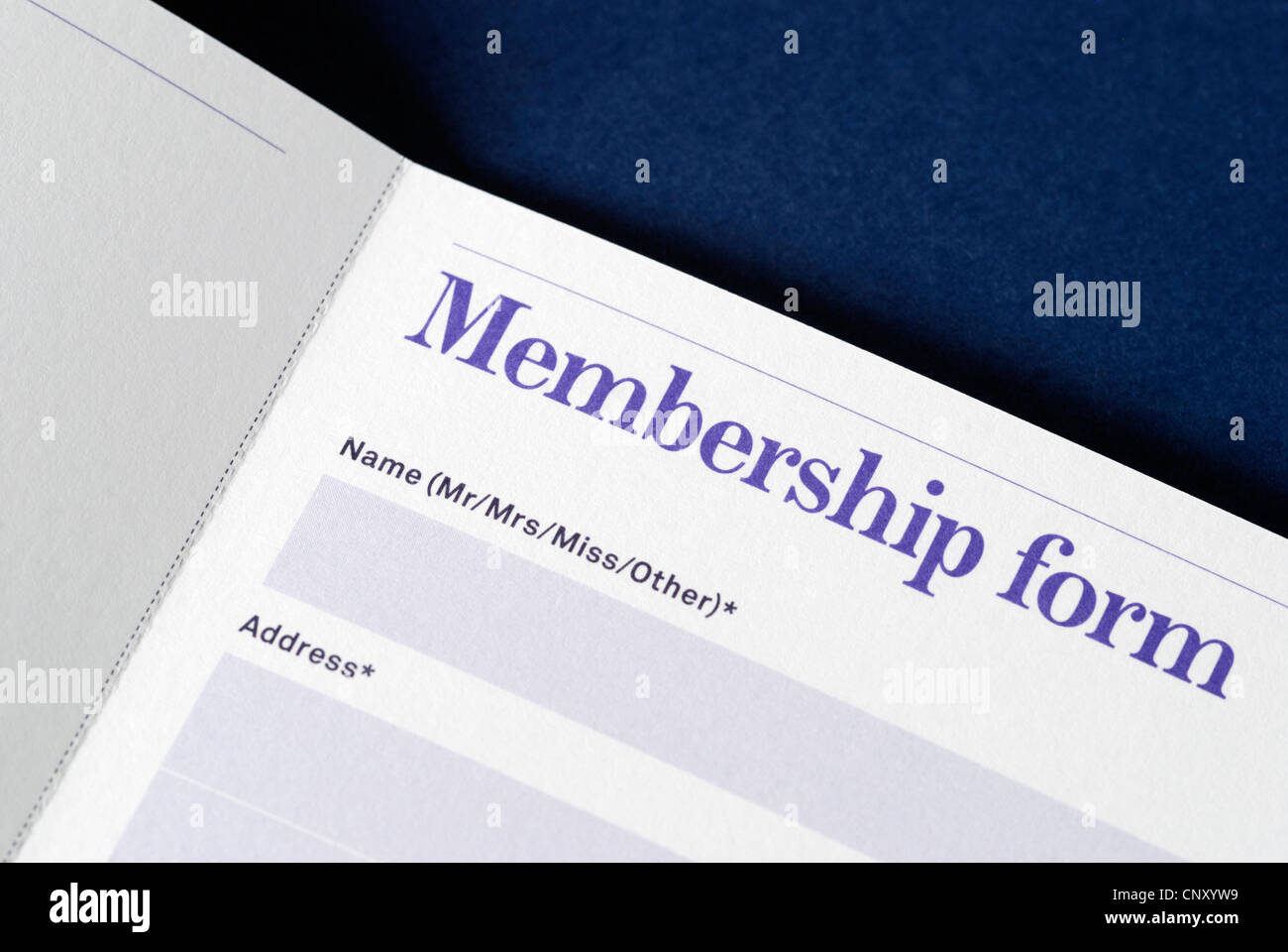 Generic membership form Stock Photo - Alamy