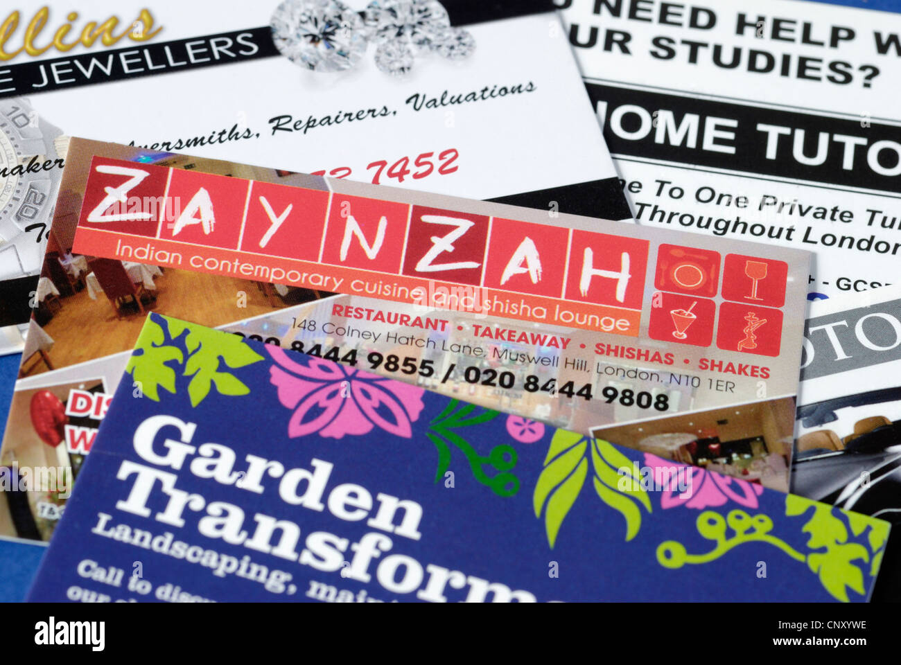 Local business cards Stock Photo - Alamy