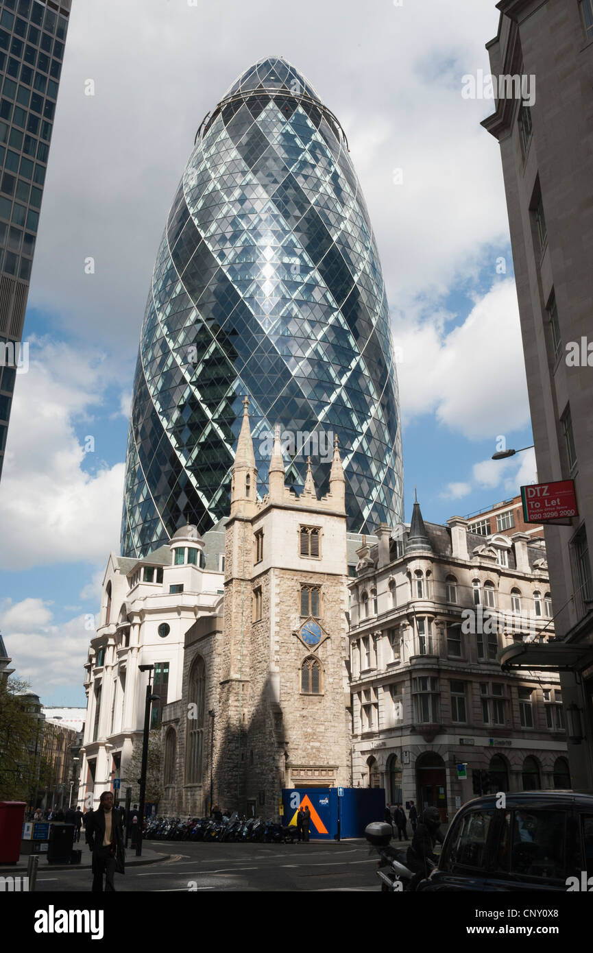 City of London reflections in the Swiss Re offices or The Gherkin or St ...