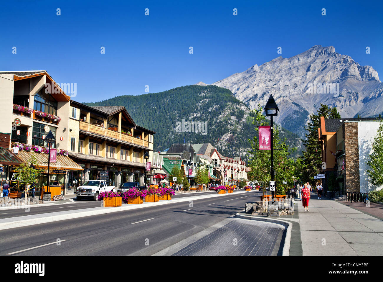 Main Street Banff In Banff National Park High Resolution Stock ...