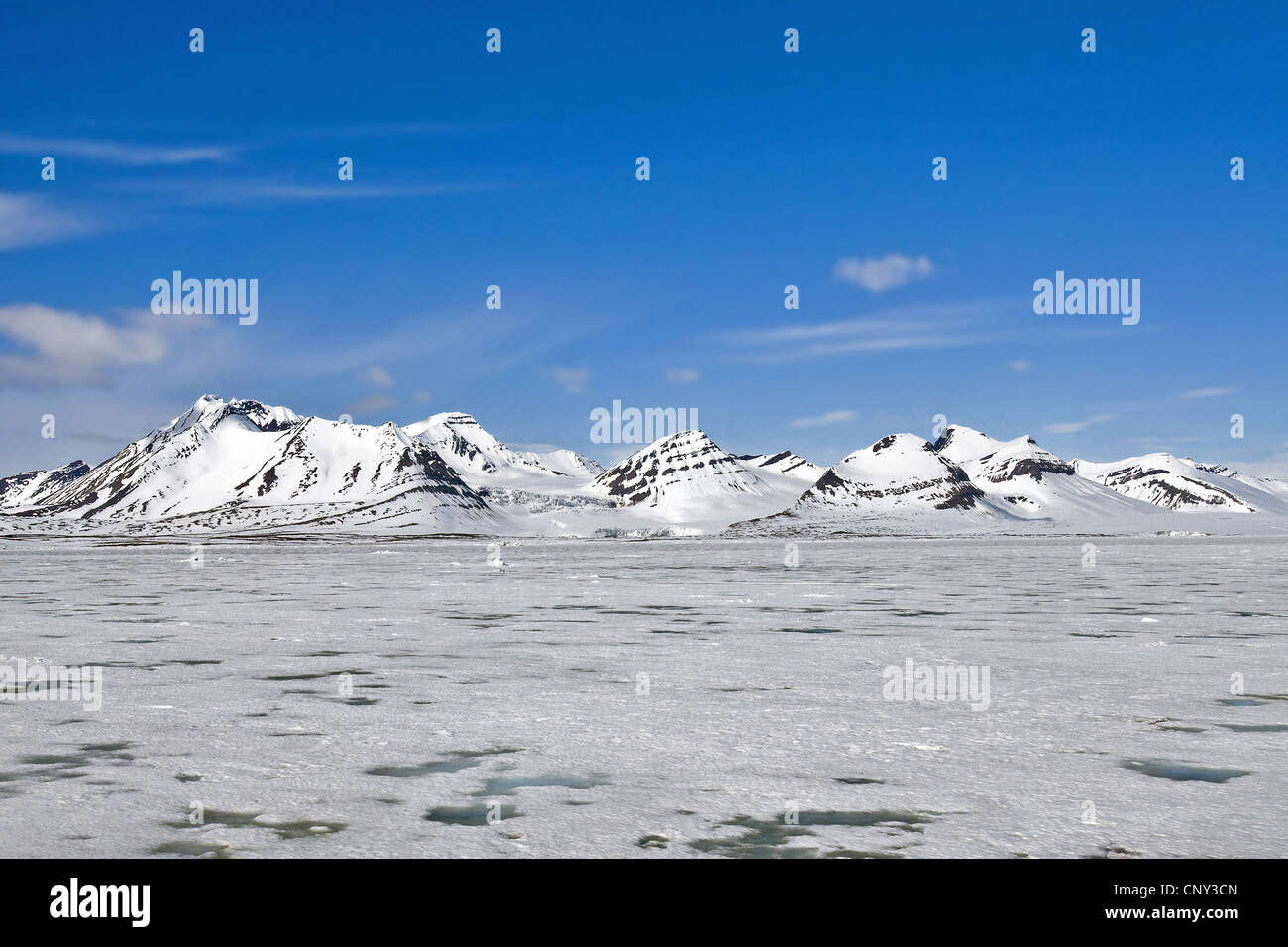 frozen up fjord Hornsund, Norway, Svalbard, Svalbard Inseln Stock Photo ...