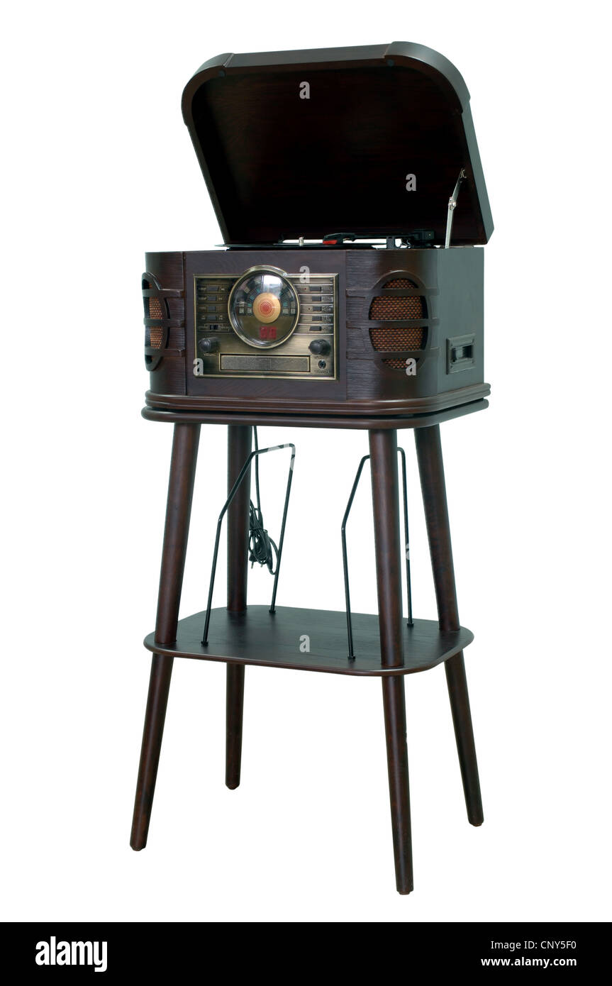 antique record players on the isolated background Stock Photo - Alamy