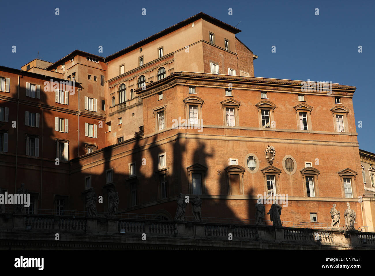 Shadows of the Basilica of Saint Peter on the walls of the Apostolic ...
