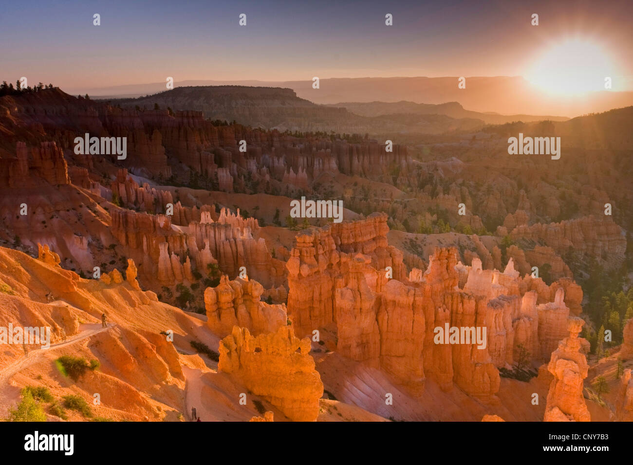amphitheatre of the Bryce Canyon in backlight of the moring sun from ...