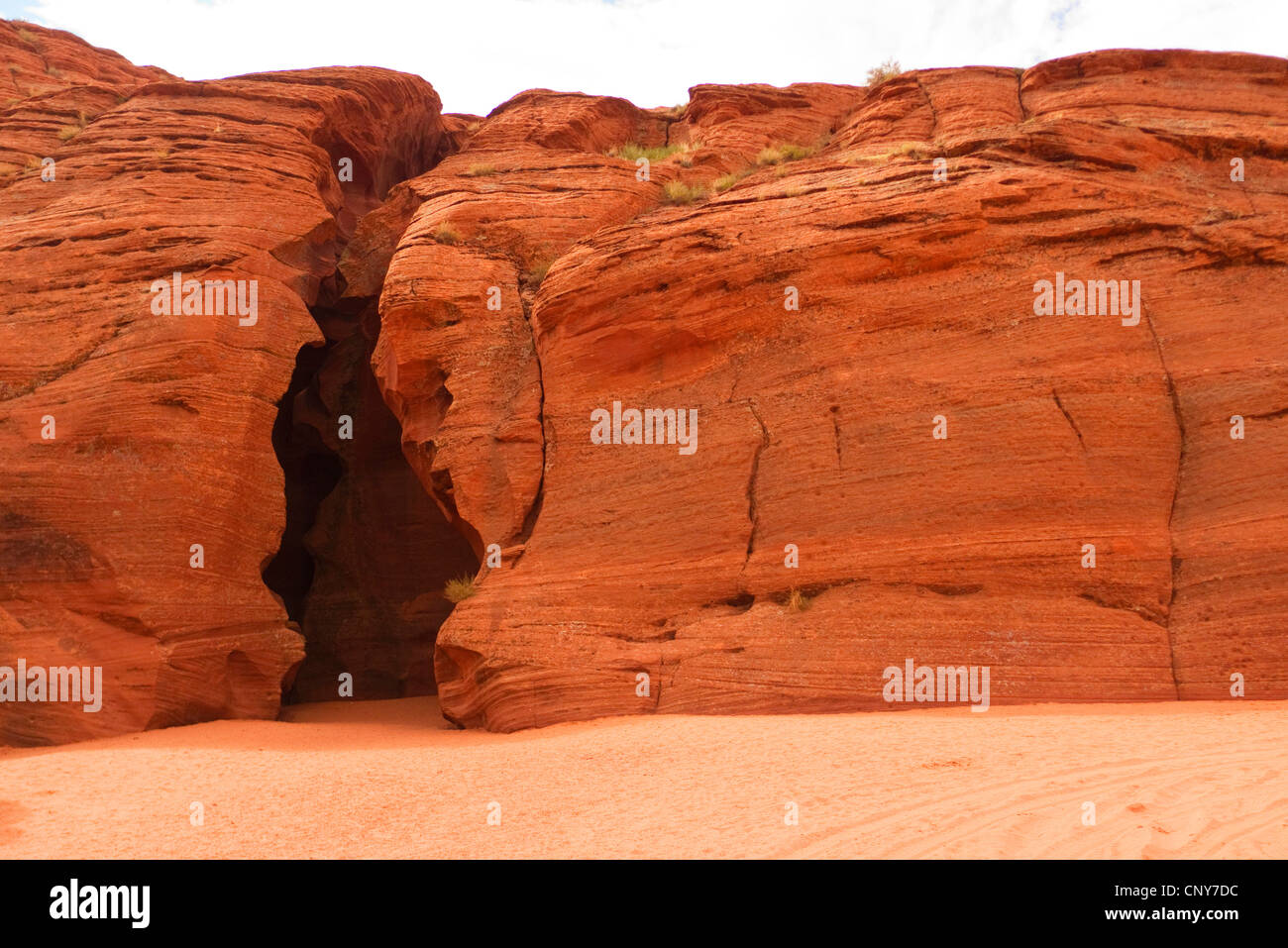 rock crevice in sandstone formation, entrance of the Slot Canyon, USA ...