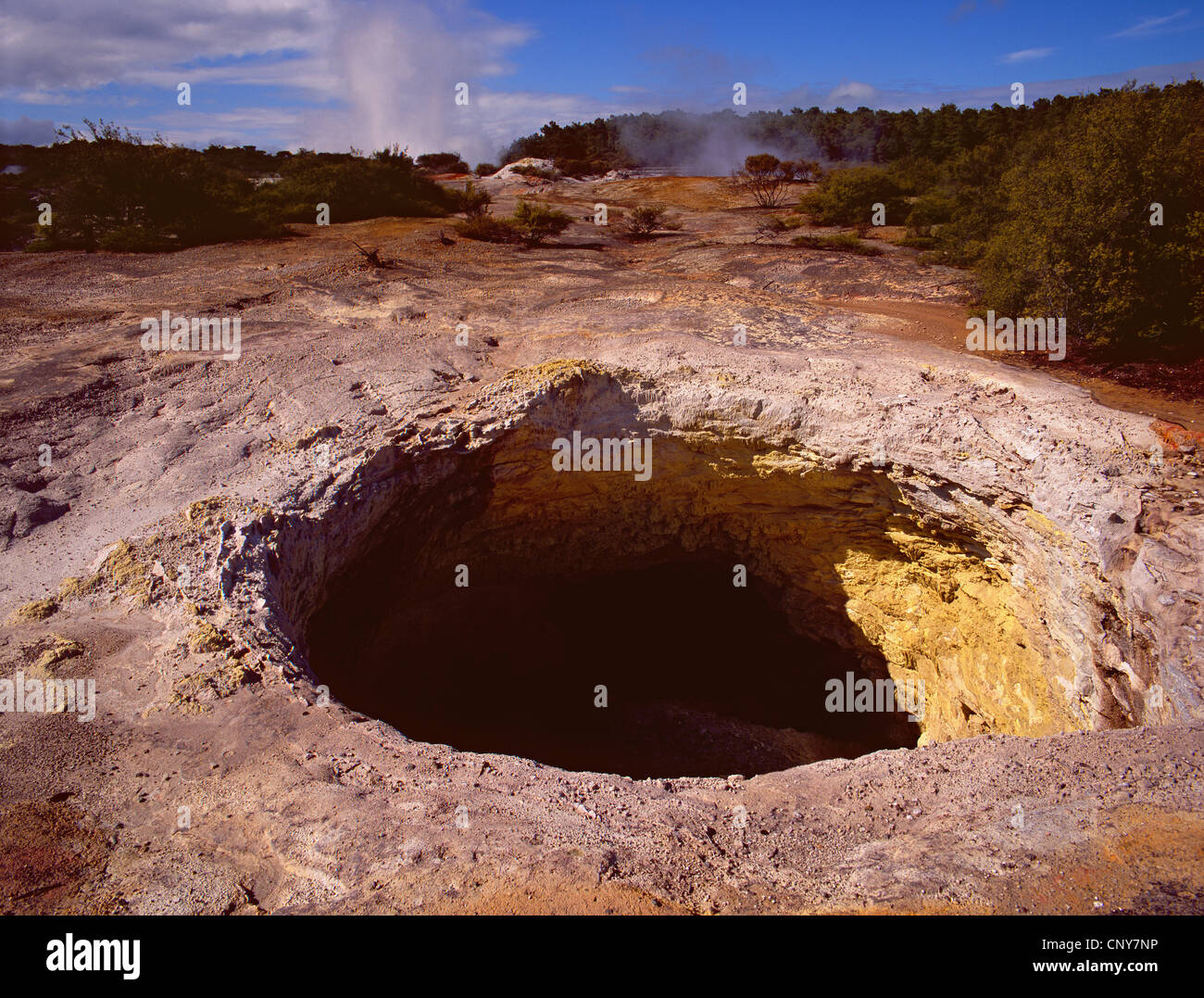 Geothermal sink-hole at Waiotapu, North Island, New Zealand Stock Photo ...