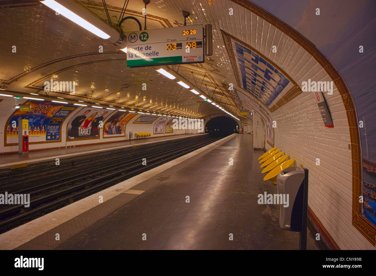 Abbesses empty Metro Station Stock Photo - Alamy