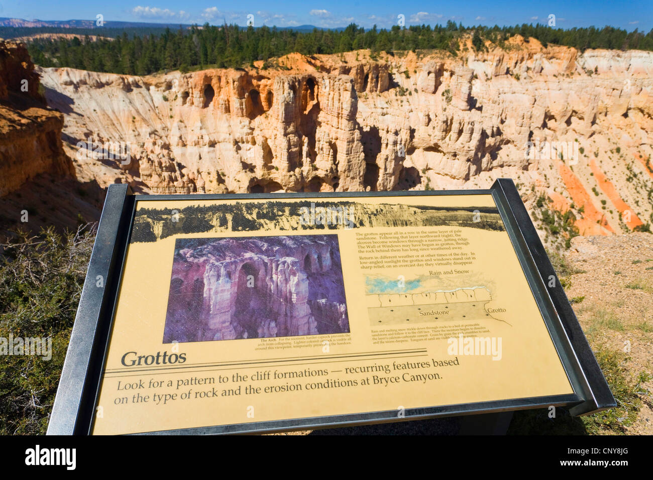 information sign for rock formation 'Grottos' at Bryce Point , USA ...