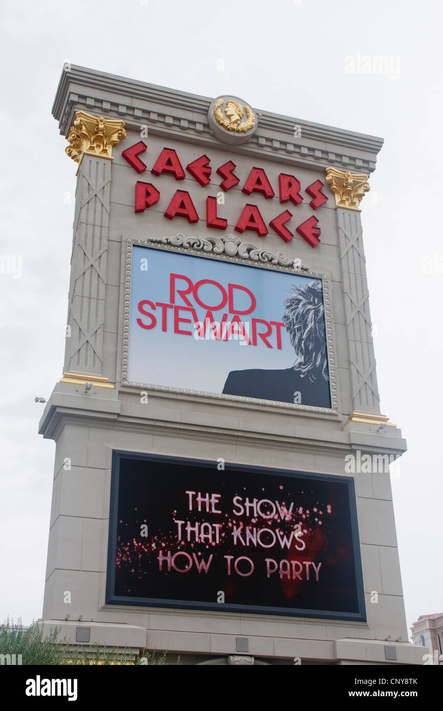 A sign at Caesar's Palace in Las Vegas showing Rod Stewart Stock Photo ...