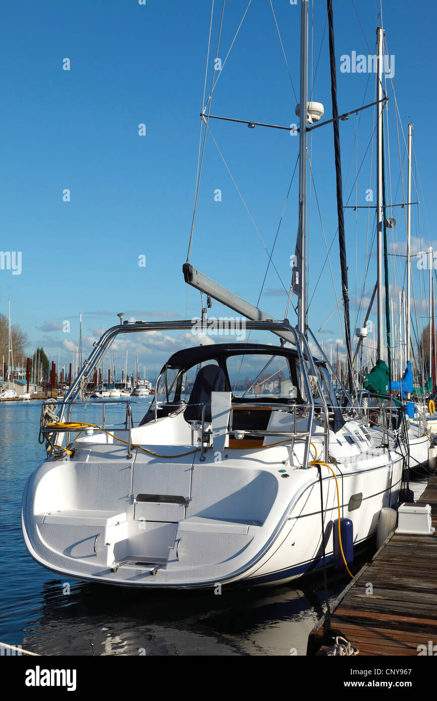 Moored sailboats in a marina Portland Oregon Stock Photo - Alamy