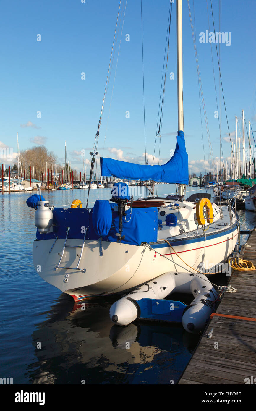 Moored sailboats in a marina Portland Oregon Stock Photo - Alamy