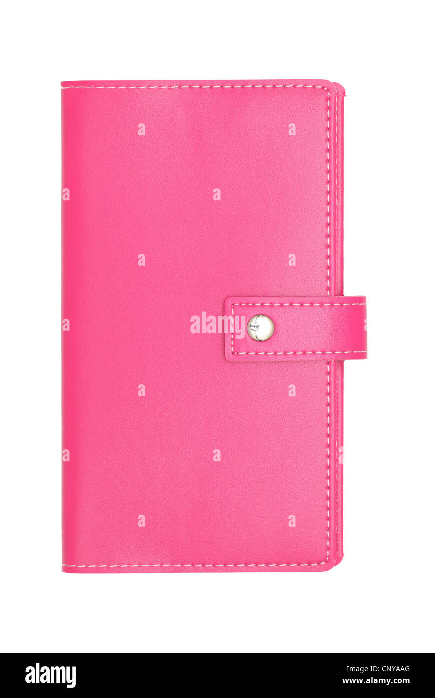Pink leather notebook Stock Photo - Alamy