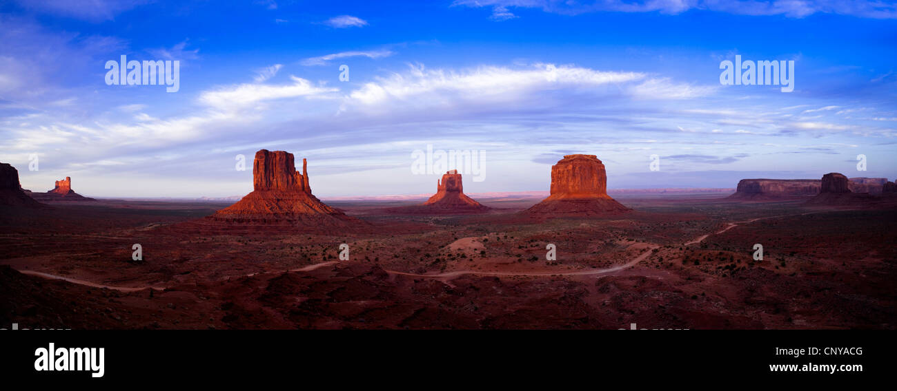Shadow of the East Mitten falling on the West Mitten at Monument Valley ...