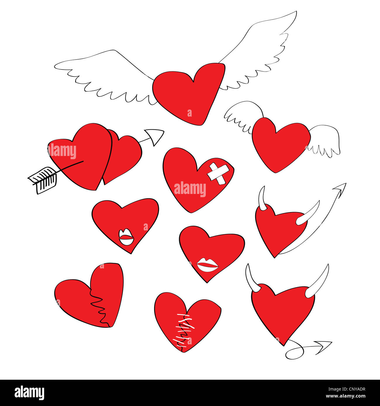 collections of cartoon heart shapes Stock Photo - Alamy