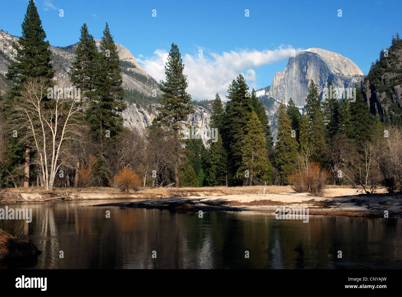 Half Dome and the Merced River, Yosemite Valley, Yosemite National Park ...