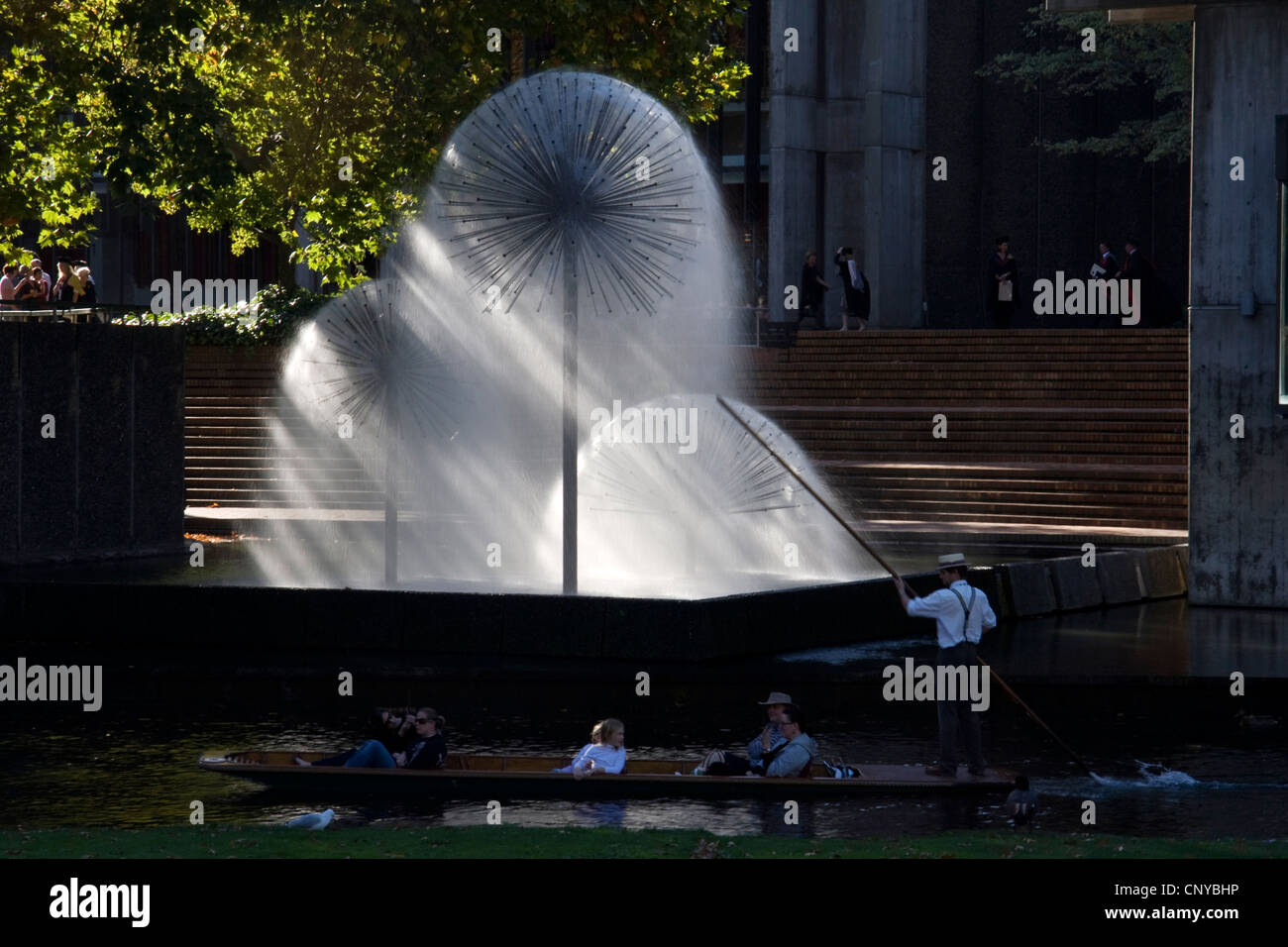 The Ferrier Fountains outside the Town Hall and Avon River (with ...