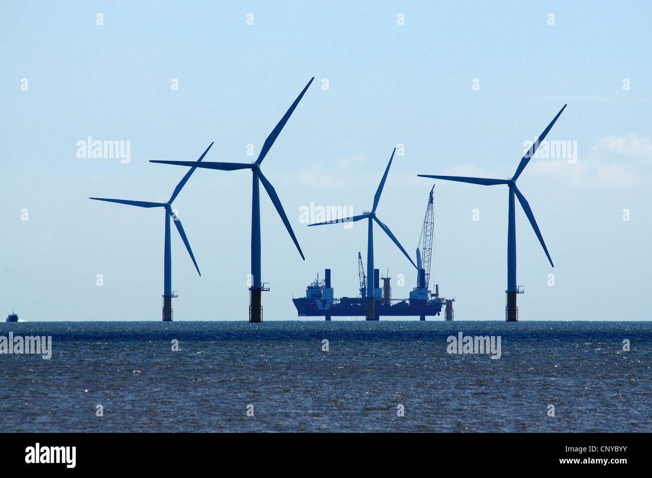 Wind turbines being erected off the coast of Skegness UK Stock Photo - Alamy