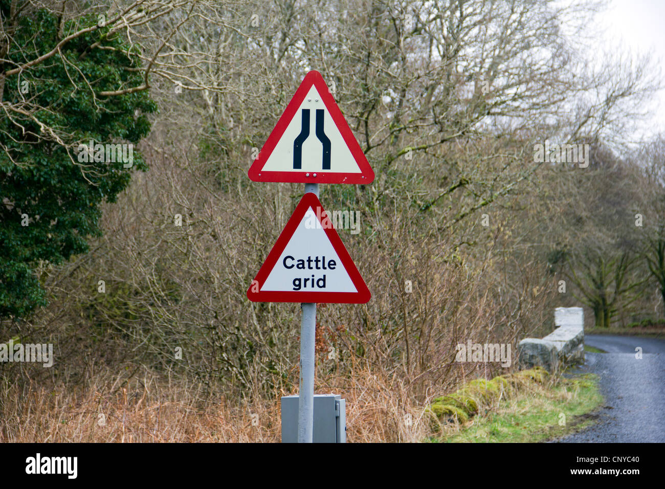 Road sign warning cattle grid hi-res stock photography and images - Alamy