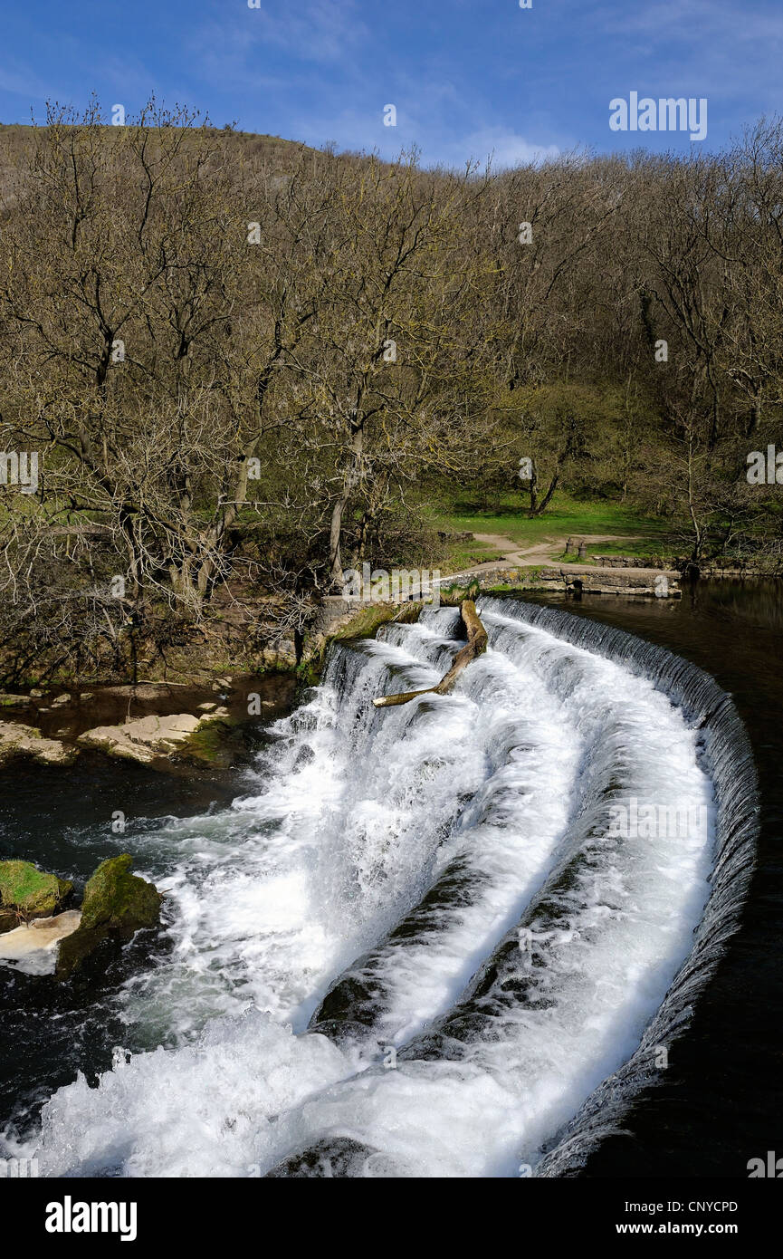 weir on the river wye a short walk down from monsal head derbyshire ...