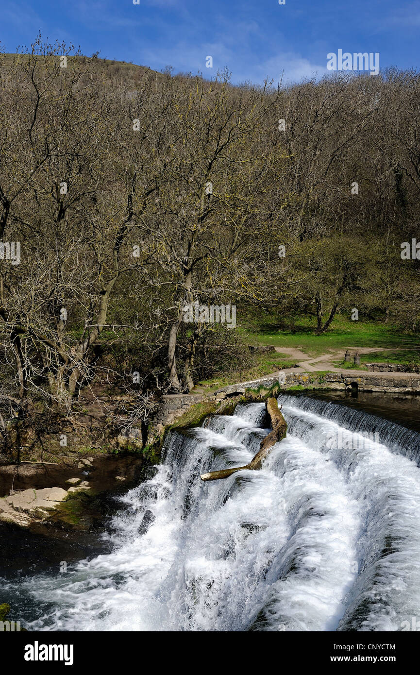 weir on the river wye a short walk down from monsal head derbyshire ...