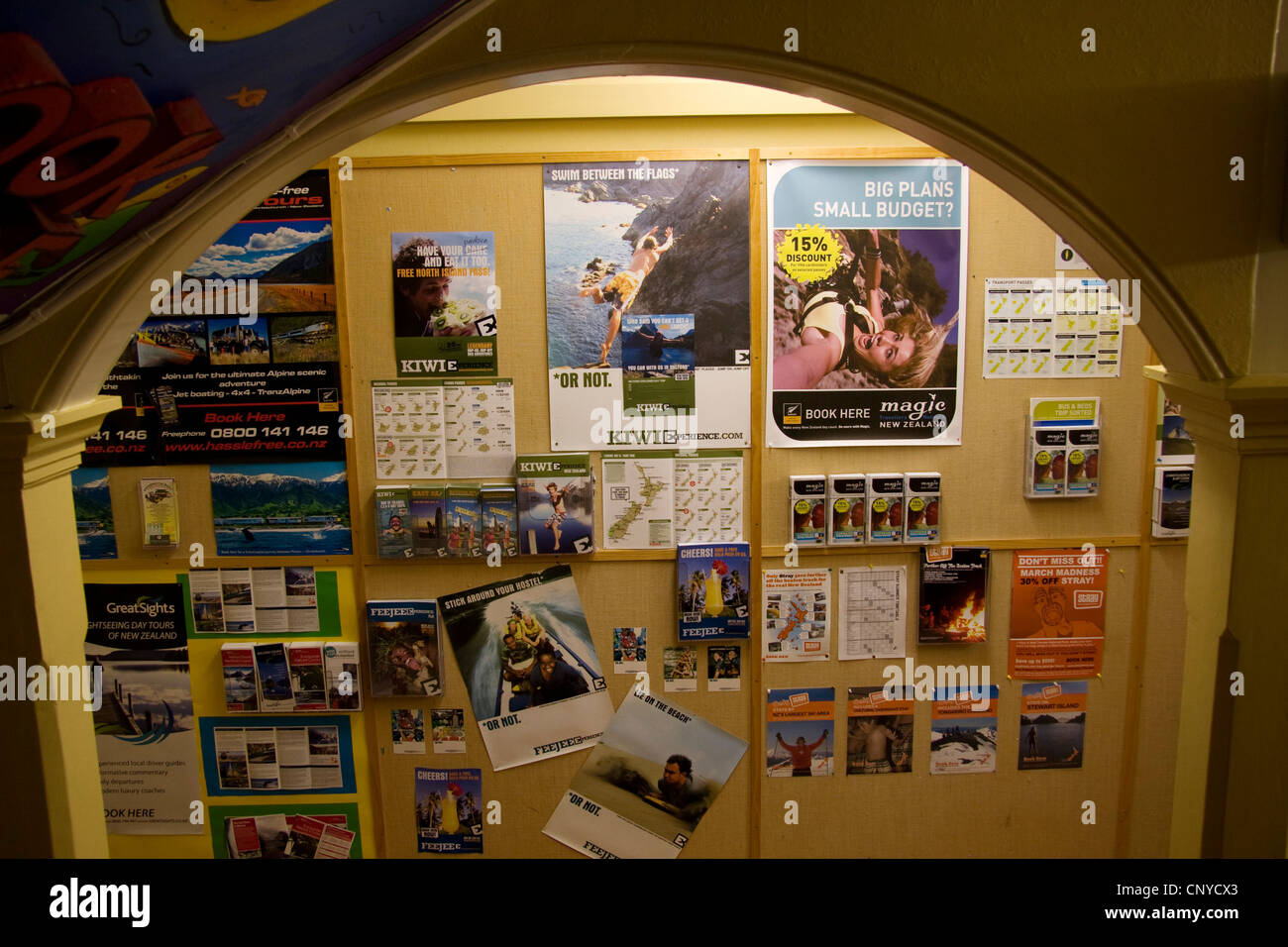 Information board inside a hostel in Christchurch Stock Photo - Alamy