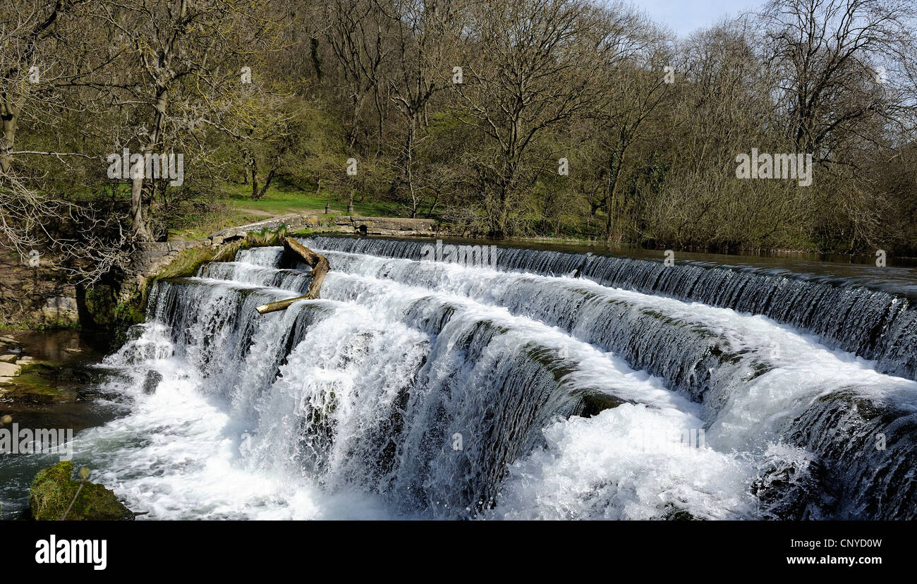 weir on the river wye a short walk down from monsal head derbyshire ...