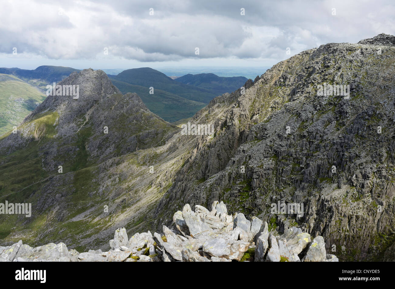 Mount Tryfan and Bristly ridge to Glyder Fach from Y Gribin part of ...