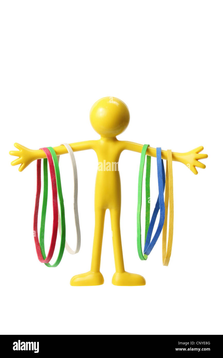 Miniature Figure with Rubberbands Stock Photo - Alamy