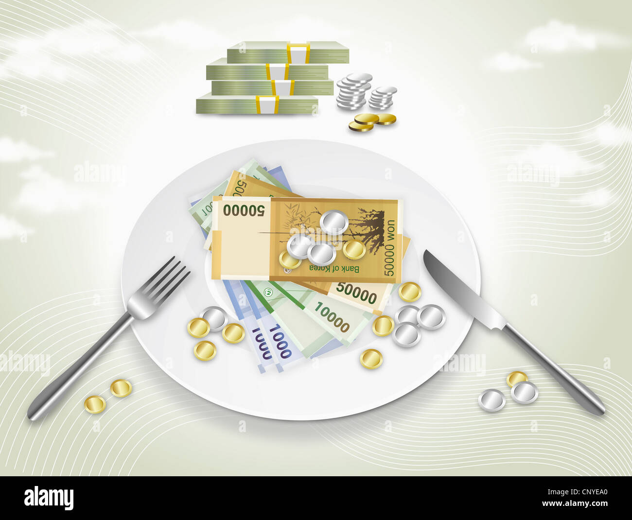 The money on the dish Stock Photo - Alamy